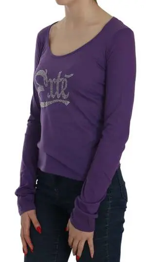 EXTE Crystal Embellished Long Sleeve Top - Purple