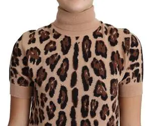 Dolce & Gabbana Leopard Print Virgin Wool Turtleneck Top