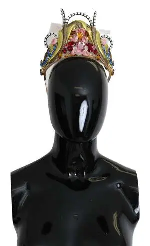 Dolce & Gabbana Brass Floral Crystals Led Lights Crown - Gold
