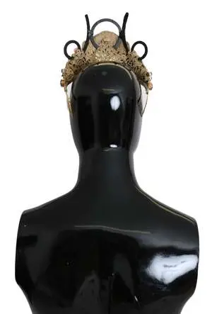 Dolce & Gabbana Brass Floral Crystals Led Lights Crown