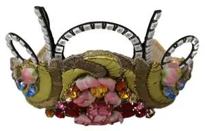 Dolce & Gabbana Brass Floral Crystals Led Lights Crown