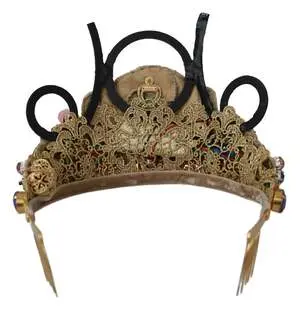 Dolce & Gabbana Brass Floral Crystals Led Lights Crown