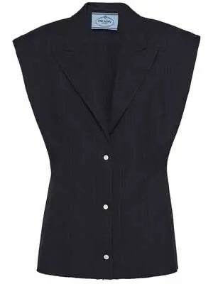 Prada Sleeveless Wool Blazer - Navy