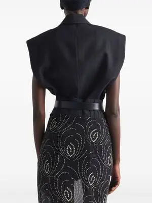 Prada Sleeveless Wool Blazer - Navy