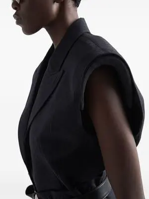 Prada Sleeveless Wool Blazer - Navy