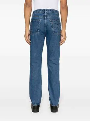 Palm Angels Monogram-embossed Straight-leg Jeans