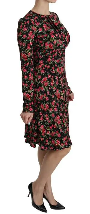 Dolce & Gabbana Floral Print Long Sleeve Knee Length Dress