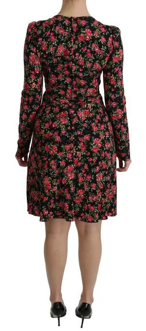 Dolce & Gabbana Floral Print Long Sleeve Knee Length Dress