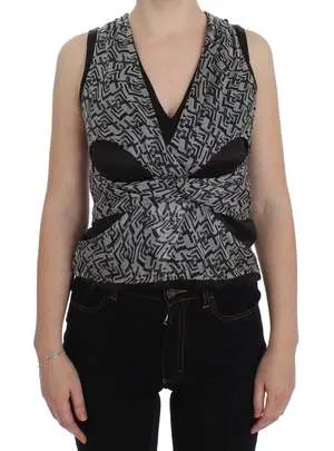 Karl Lagerfeld Black Silk Blouse Top