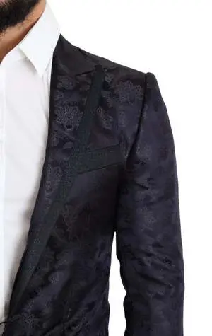 Dolce & Gabbana Floral Jacquard Silk Coat Martini Blazer