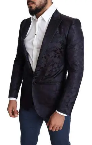 Dolce & Gabbana Floral Jacquard Silk Coat Martini Blazer