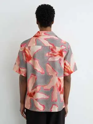 REISS Springs Graphic Floral-print Short-sleeve Shirt - Pink