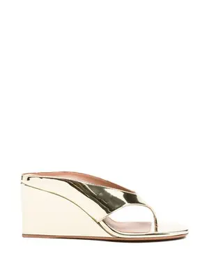 Alaïa Metallic Wedge Thong Mules - Gold