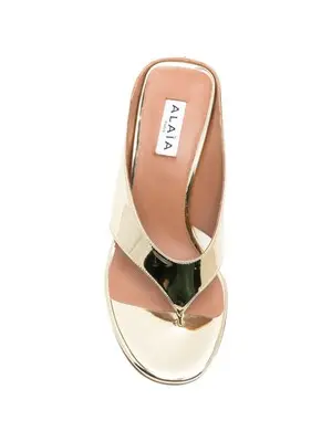 Alaïa Metallic Wedge Thong Mules - Gold