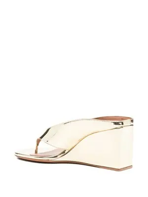 Alaïa Metallic Wedge Thong Mules - Gold