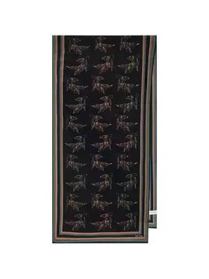 Paul Smith Fish-print Striped-border Scarf - Black