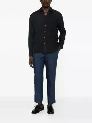 120% Lino Contrast-stitch Pocket Shirt