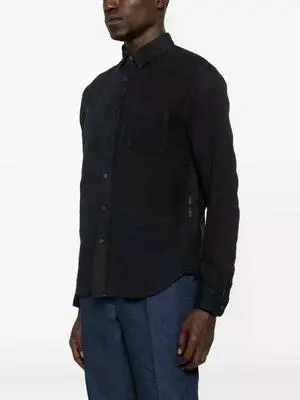 120% Lino Contrast-stitch Pocket Shirt