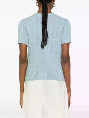 Ralph Lauren Cable-knit Logo-embroidered Cardigan - Blue