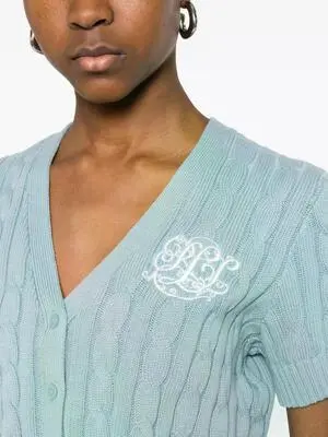 Ralph Lauren Cable-knit Logo-embroidered Cardigan - Blue