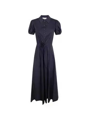 TWINSET Drawstring Puff-sleeve Midi Dress - Black
