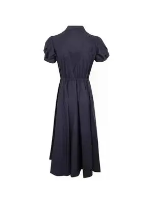 TWINSET Drawstring Puff-sleeve Midi Dress - Black