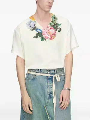 MAISON MARGIELA Floral Print Jersey T-shirt - White