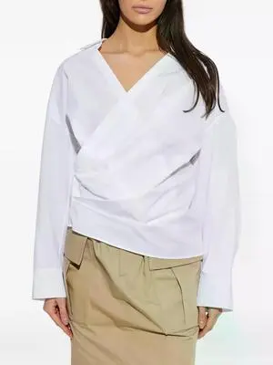 Balmain Wrap-design Cotton Blouse
