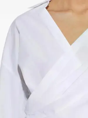 Balmain Wrap-design Cotton Blouse