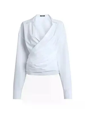 Balmain Wrap-design Cotton Blouse - White