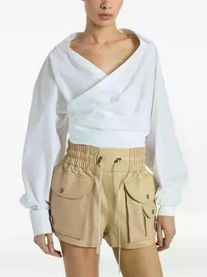 Balmain Wrap-design Cotton Blouse