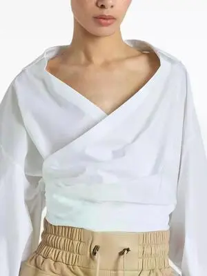 Balmain Wrap-design Cotton Blouse