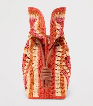 Loewe X Paula's Ibiza Medium Raffia Flamenco Clutch Bag - Orange