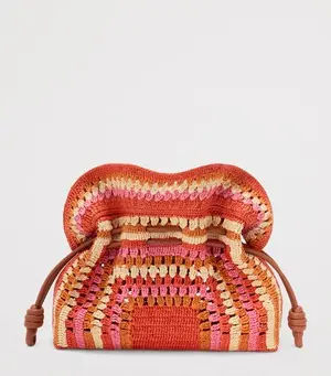Loewe X Paula's Ibiza Medium Raffia Flamenco Clutch Bag - Orange