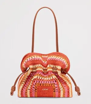 Loewe X Paula's Ibiza Medium Raffia Flamenco Clutch Bag - Orange