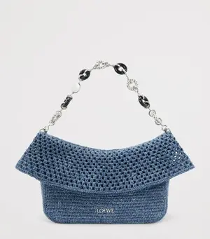 Loewe X Paula's Ibiza Medium Crochet Ola Shoulder Bag - Blue