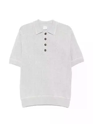 Eleventy Cable-knit Short-sleeve Polo Shirt