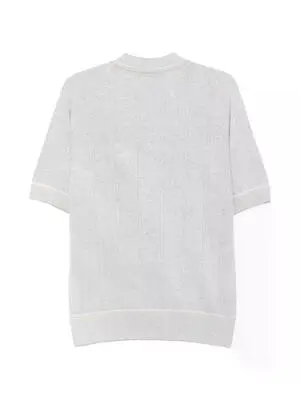 Eleventy Cable-knit Short-sleeve Polo Shirt