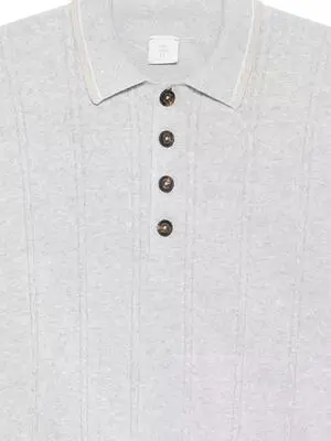 Eleventy Cable-knit Short-sleeve Polo Shirt