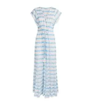 Melissa Odabash Crochet Stevie Kaftan - Blue