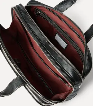 Brunello Cucinelli Grained Calfskin Briefcase - Black