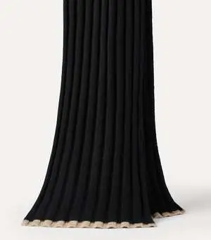Brunello Cucinelli Cashmere Ribbed Scarf - Black