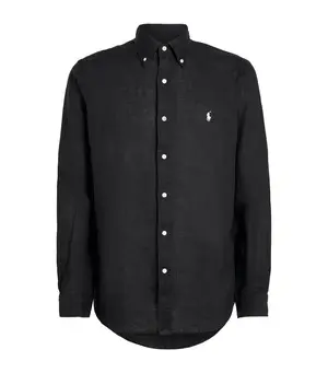 Polo Ralph Lauren Linen Custom-fit Polo Pony Shirt - Black