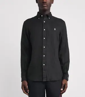 Polo Ralph Lauren Linen Custom-fit Polo Pony Shirt - Black