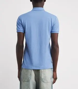 Polo Ralph Lauren Cotton Mesh Custom Slim Fit Polo Shirt With Embroidered Pony - Blue