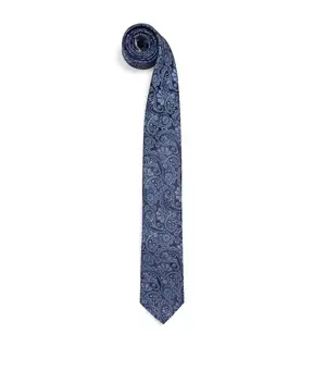 Eton Silk Paisley Neck Tie - Navy
