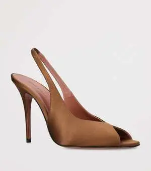 Amina Muaddi Satin Kristina Slingback Sandals 105
