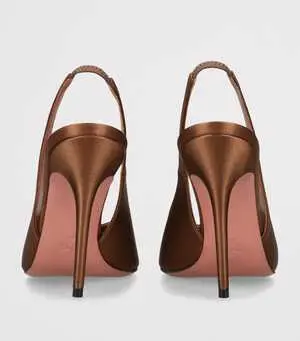Amina Muaddi Satin Kristina Slingback Sandals 105