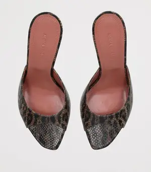 Amina Muaddi Leather Alexa Heeled Mules - Brown