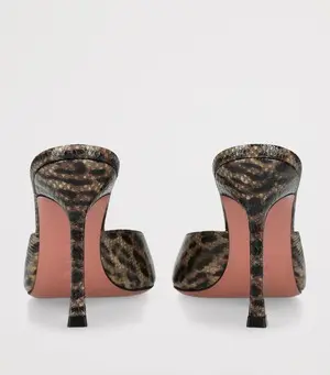 Amina Muaddi Leather Alexa Heeled Mules - Brown